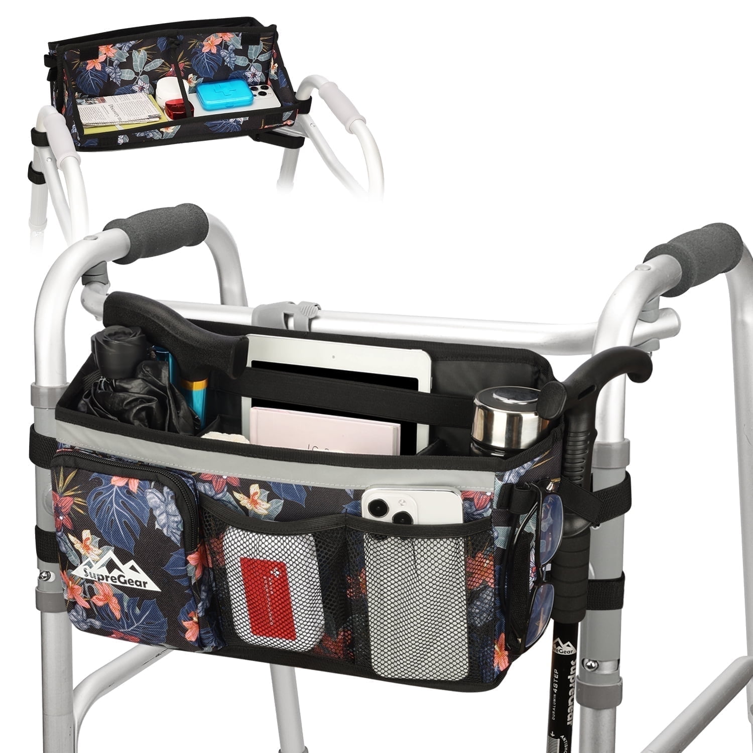 SupreGear Walker Basket, Universal Foldable Walker Bag with Tray and ...