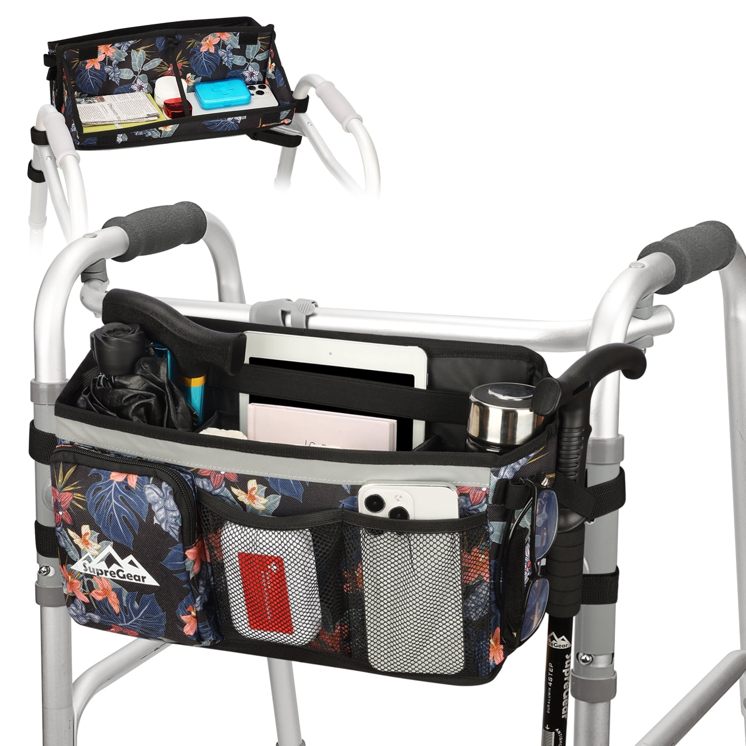 supregear Walker Basket, Universal Foldable Walker Bag with Tray and ...
