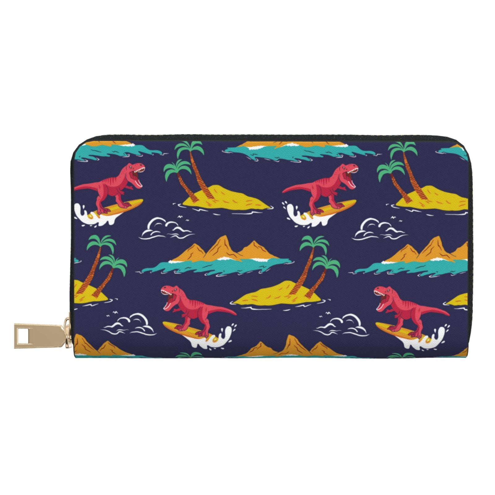 surfer red dinosaur Wallet Women, Leather Bifold Multi Card Wallet ...