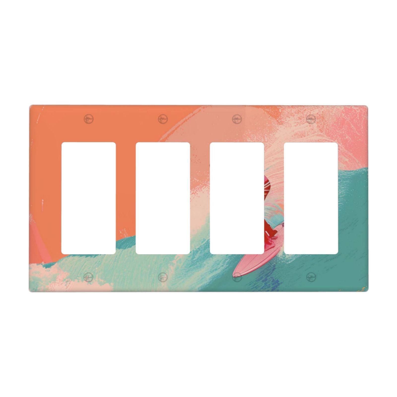 surfing Switch Cover Decorative Wall Plate / 4-Gang 4-Decor / Standard ...