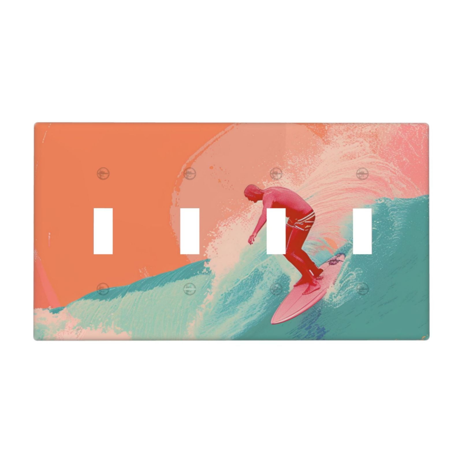 surfing Switch Cover Decorative Wall Plate / 4-Gang 4-Toggle / Standard ...