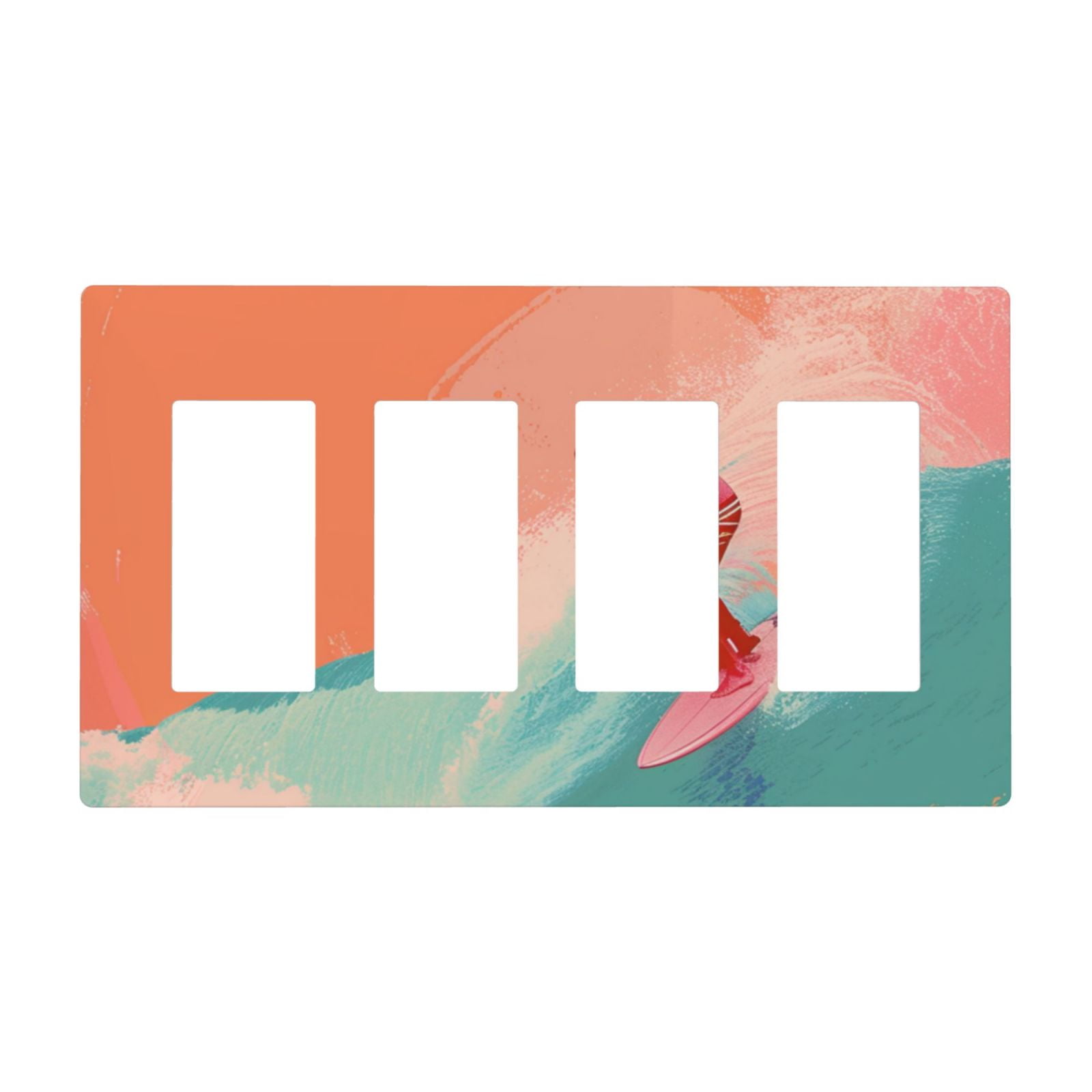 surfing Switch Cover Decorative Wall Plate / 4-Gang Screwless ...