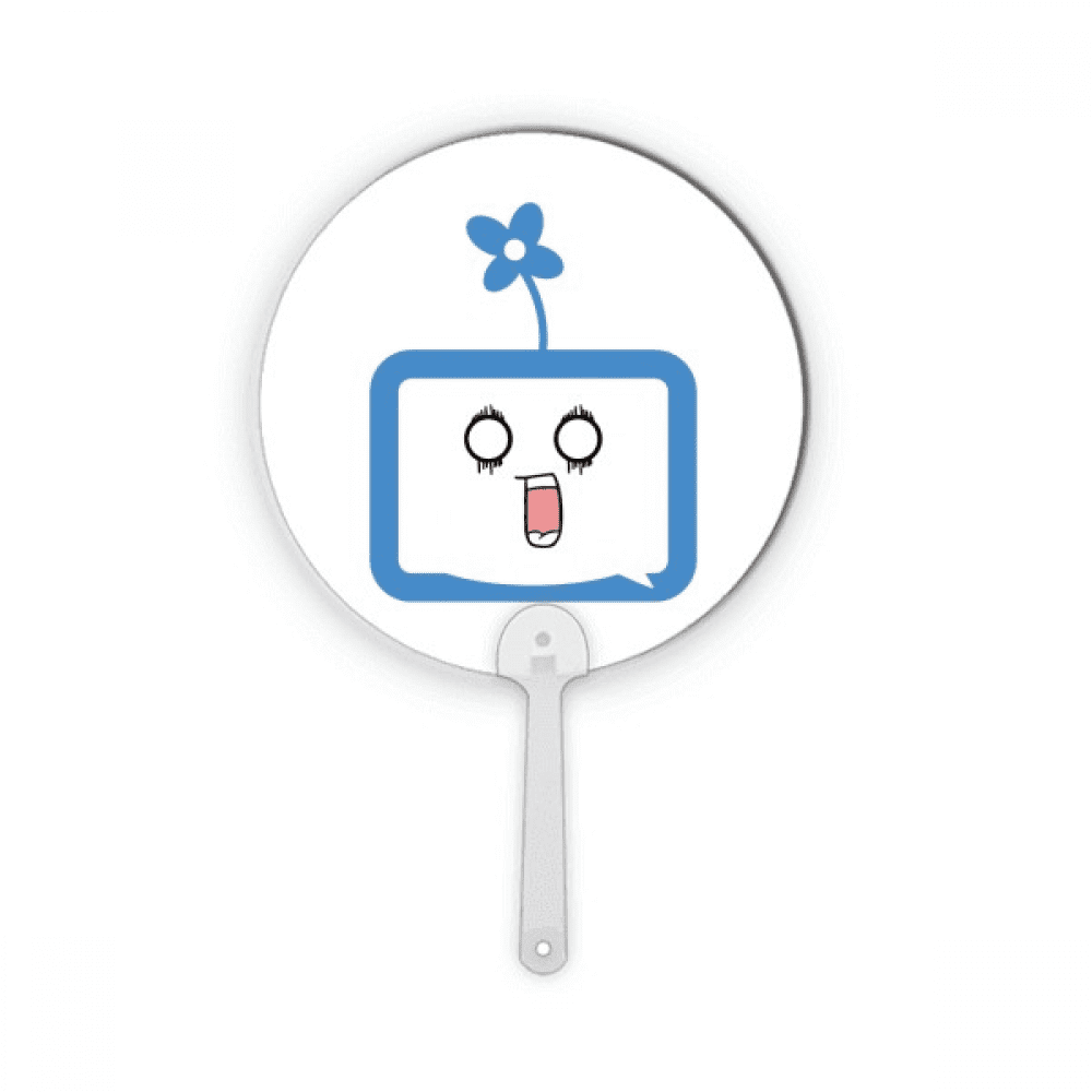 surprised small tv face cartoon Plastic Round Handheld Fan Decorations ...