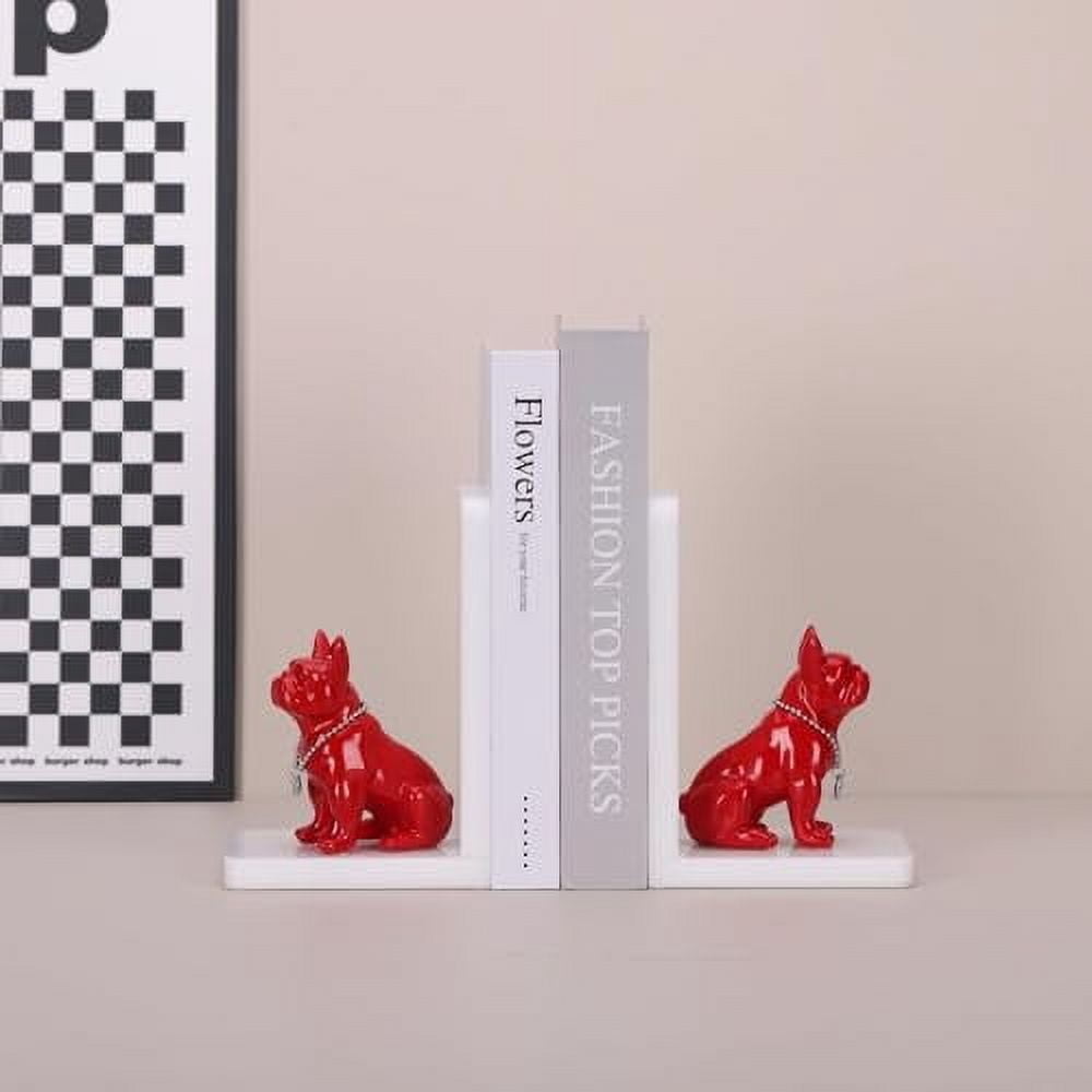 suruim Resin Bulldog Book Ends Home Decor Modern Dog Statue Bookends ...