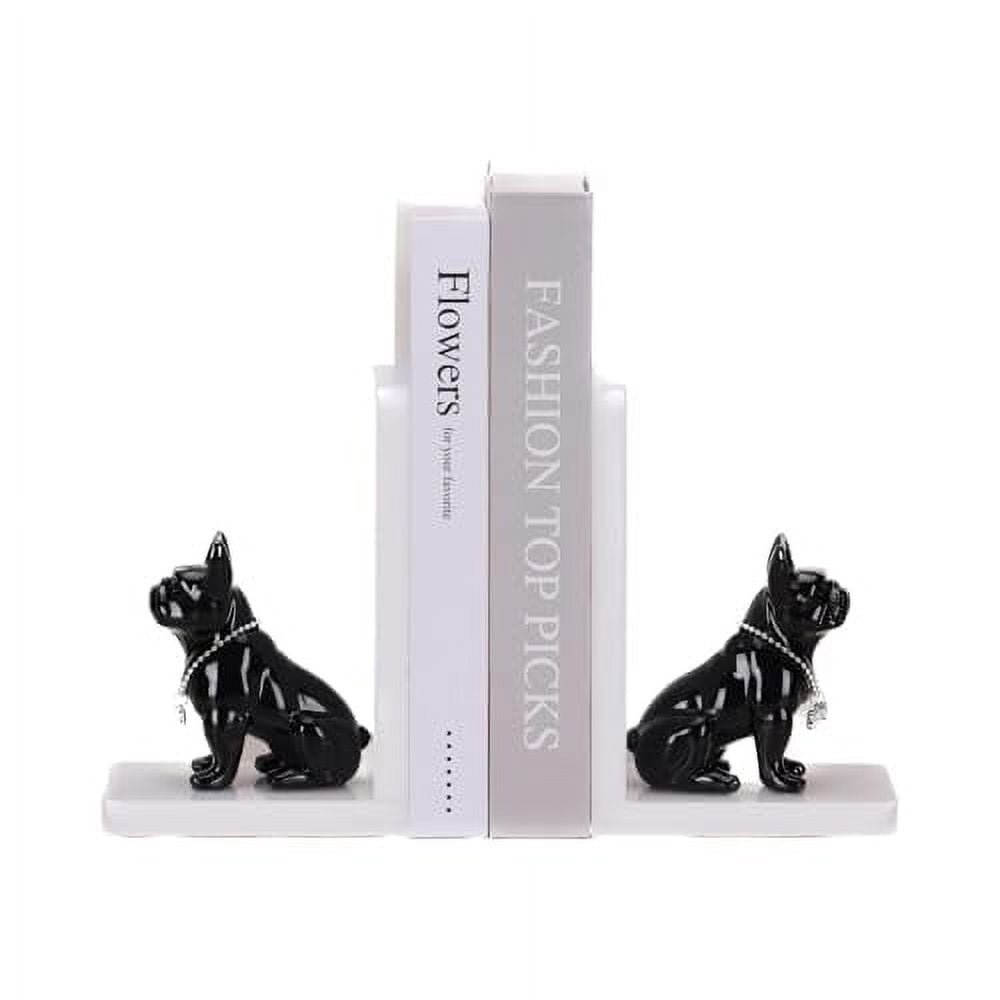 suruim Resin Bulldog Book Ends Home Decor Modern Dog Statue Bookends ...