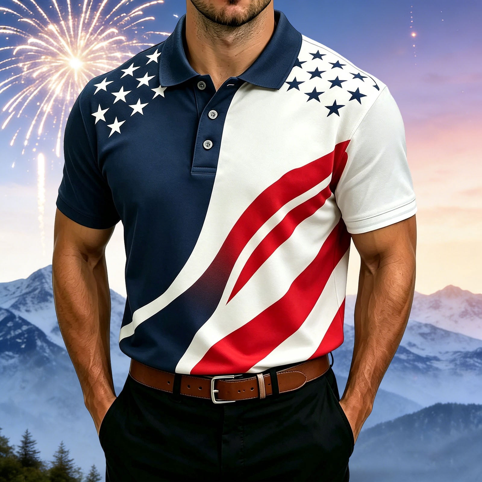 sususu 4th of July Hawaiian Shirts for Men American Flag Patriotic ...