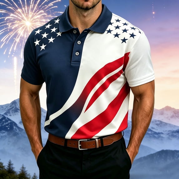 sususu 4th of July Hawaiian Shirts for Men American Flag Patriotic ...