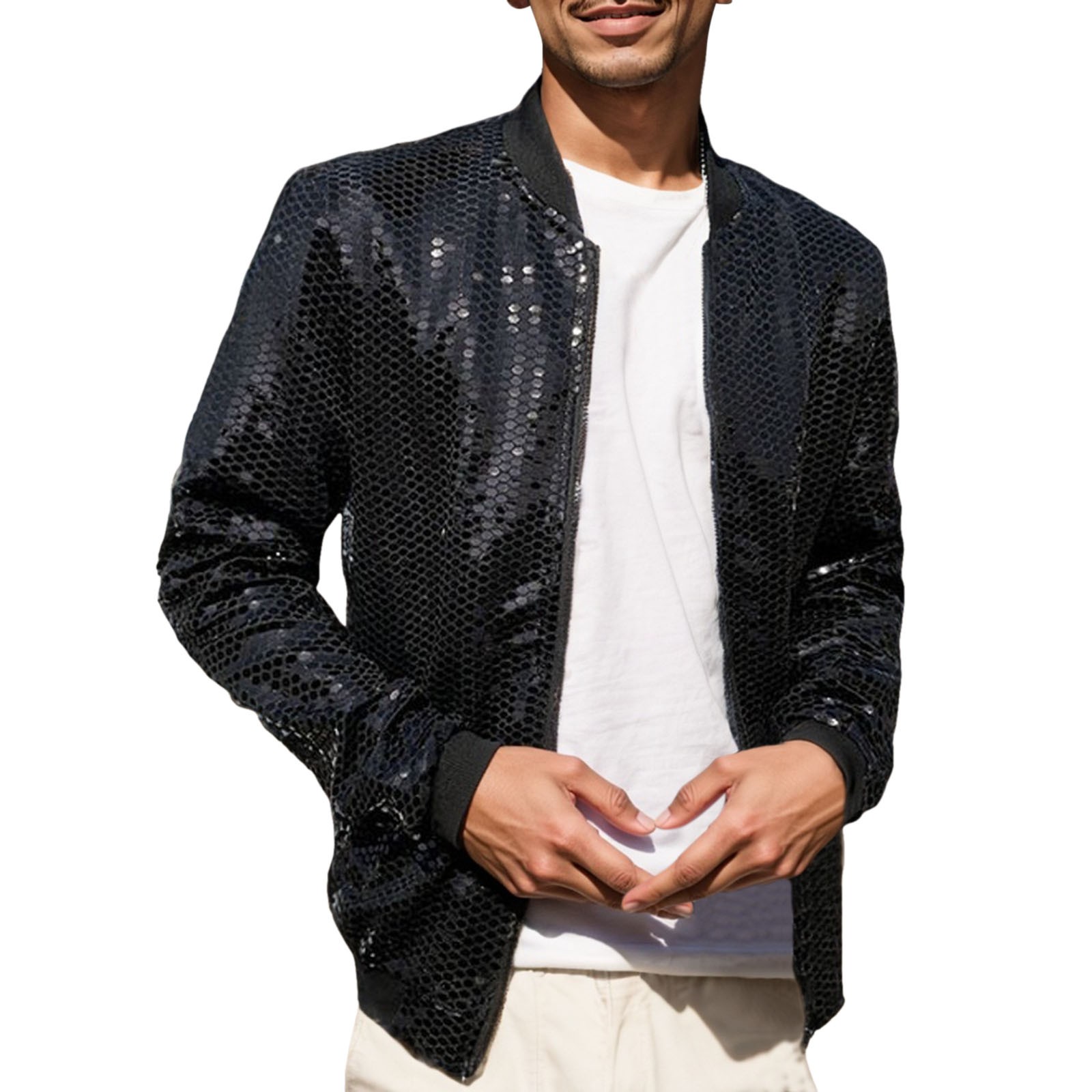 sususu Bomber Jacket Men 4X ,Mens Sherpa Lined Coat,Stylish Nightclub ...