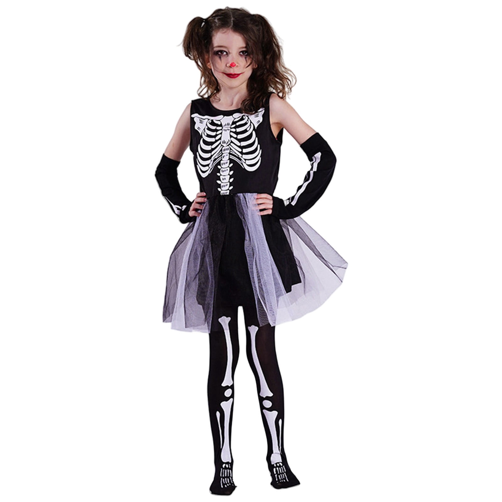 sususu Halloween Outfits for Girls,Girls Halloween Skeleton Jumpsuit ...
