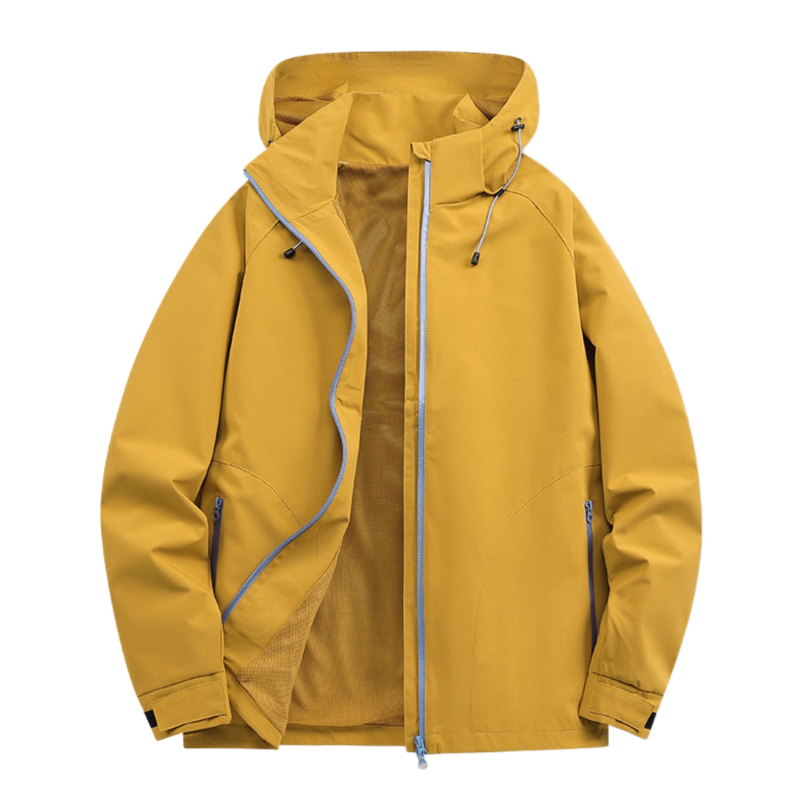 sususu Mens Jackets Casual Stylish ,Solid Color Hooded Zipper Jacket ...