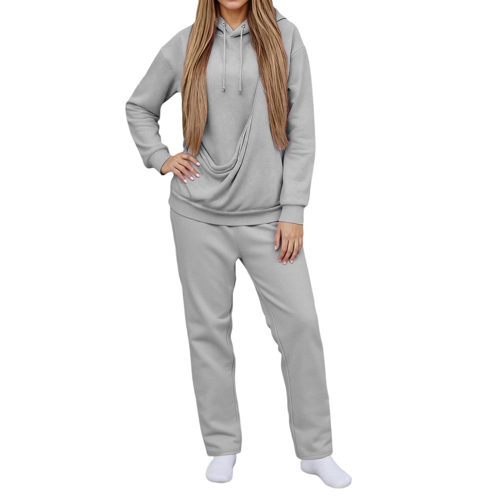 sususu Outfits for Women,Fall Outfits Women Winter Hooded Tracksuit Set ...