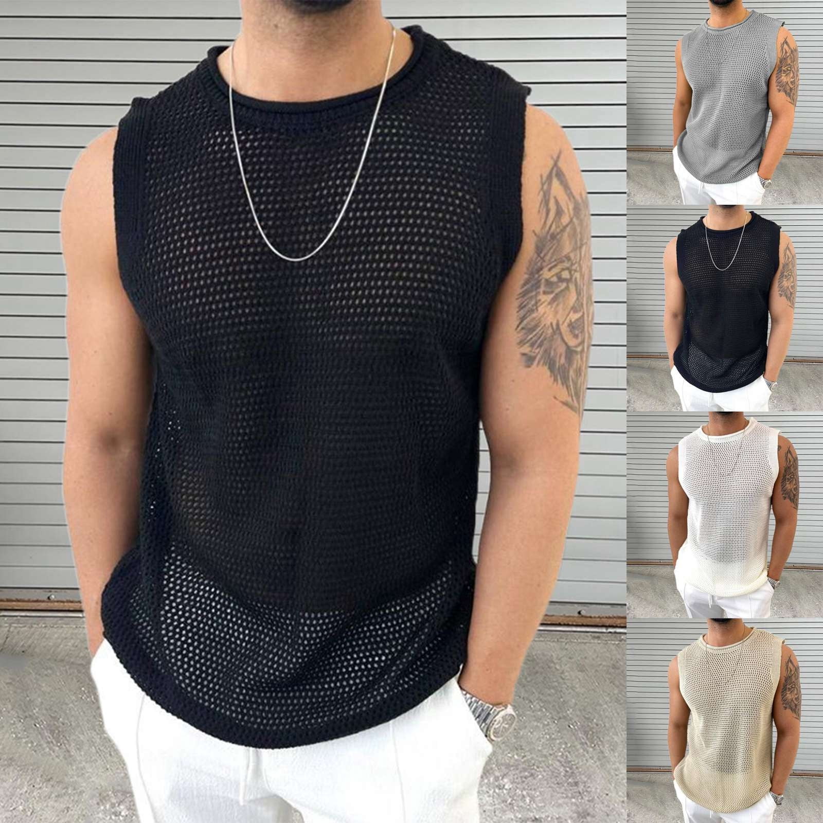 sususu Tank Top Men Beach Sleeveless Tee Shirts Workout Shirts for Men ...