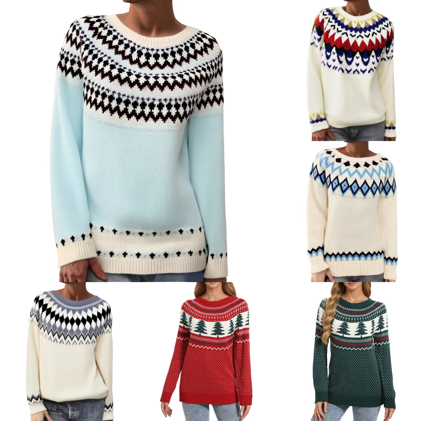 sususu Womens Fair Isle Sweater Argyle Iceland Norway Sweaters Fairisle ...