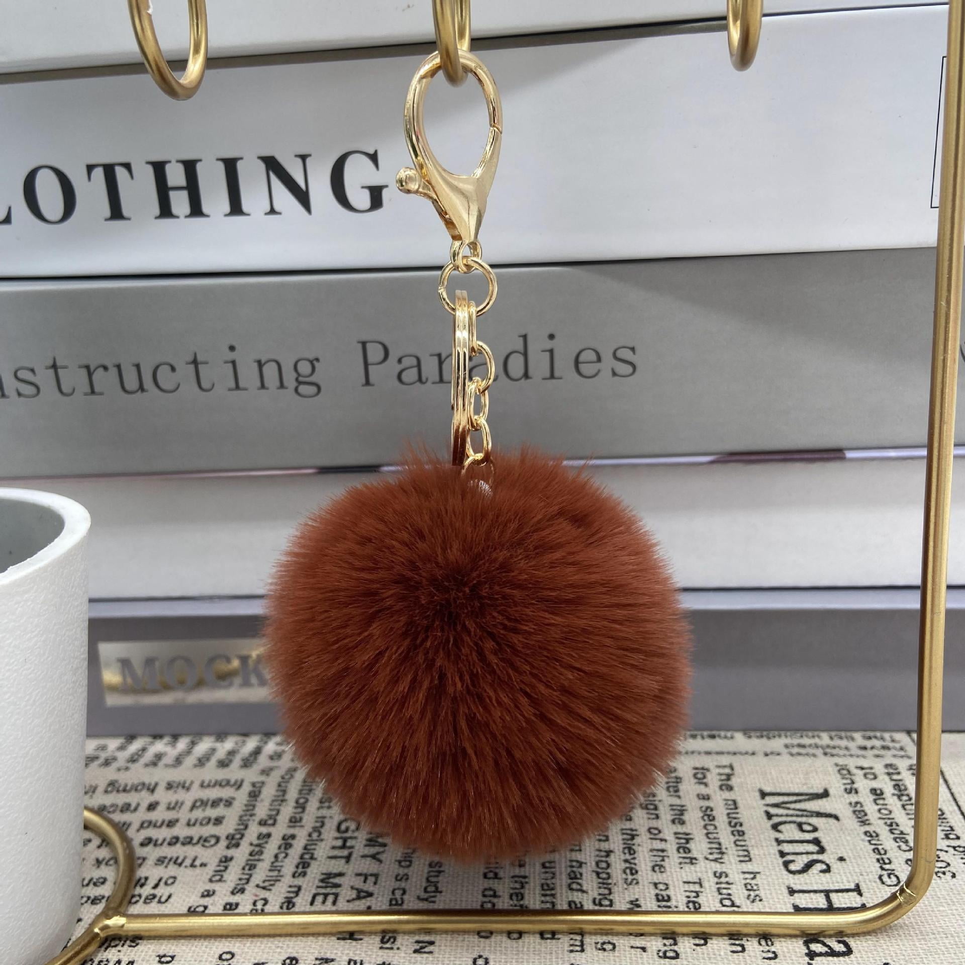 suxuMhao Plush Ball Keychains Pendant, 2 Pcs Dark Brown Key Rings - Key ...