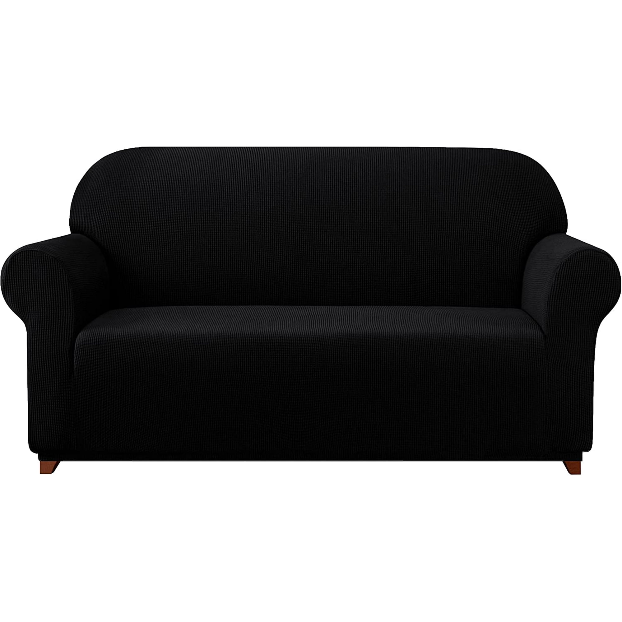 suxuMhao Slipcovers 1 Piece, Black Stretch Couch Covers for 3-Seater ...