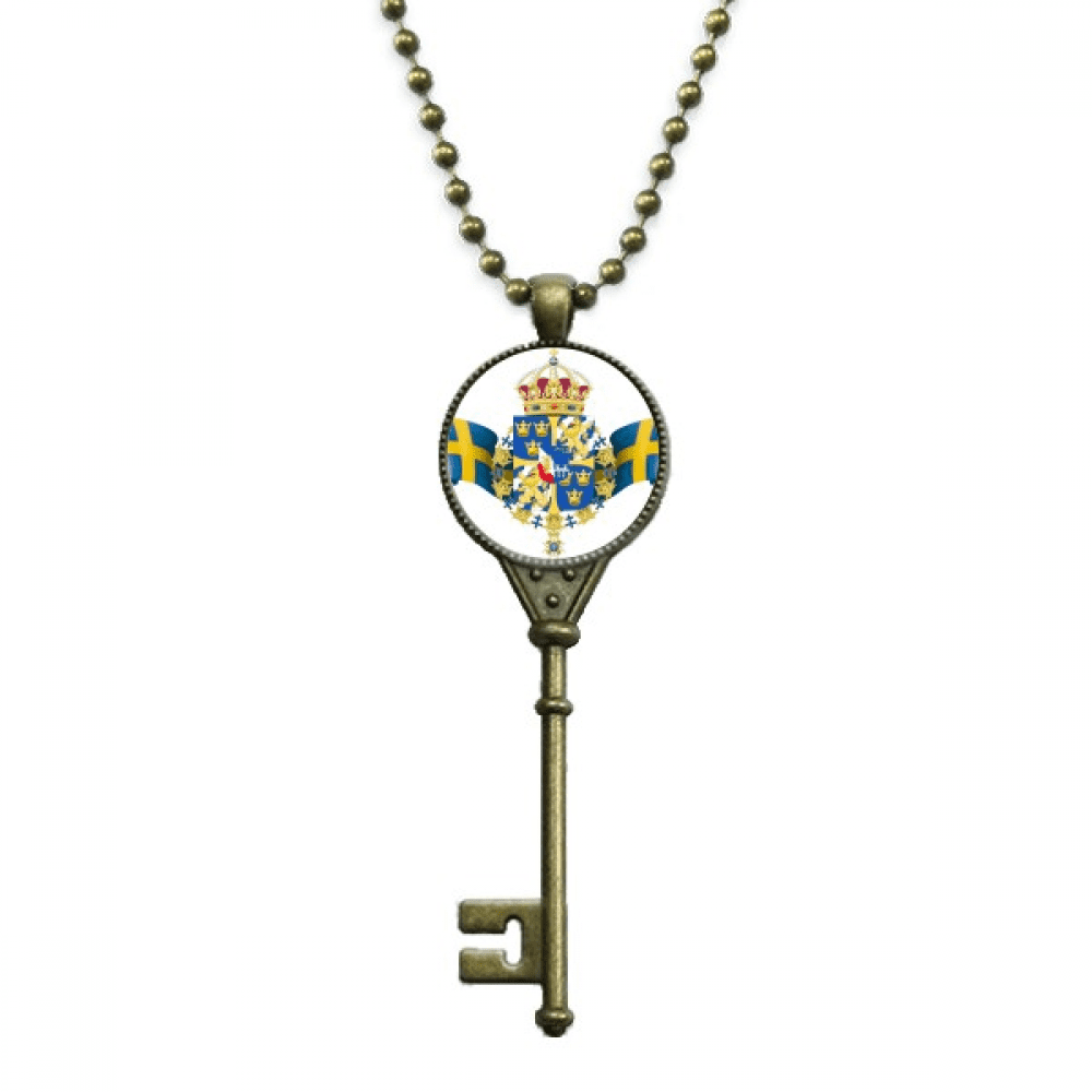 sweden national emblem country symbol key necklace pendant tray ...