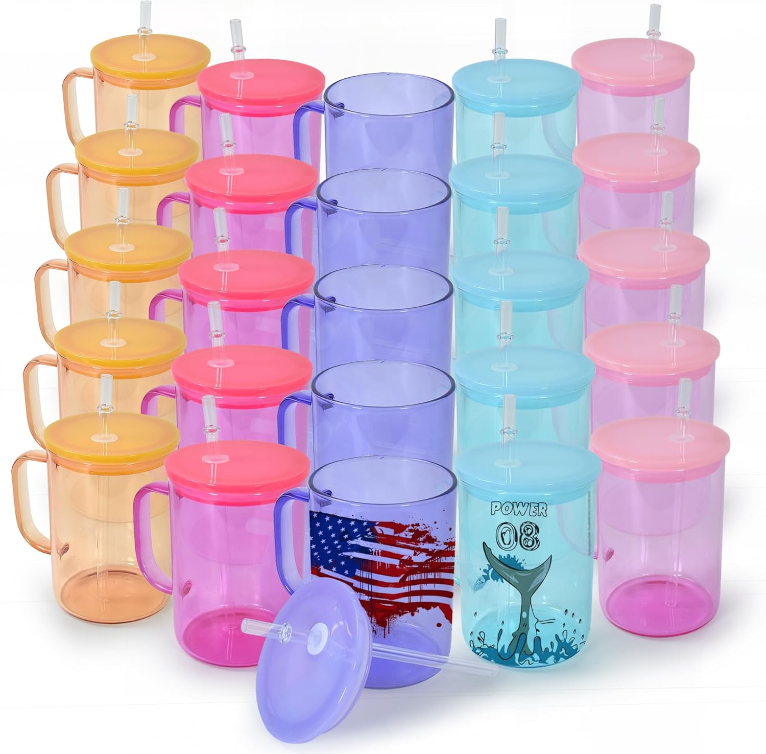 sweet grain Sublimation Glass Mugs with Handles(25 Pack) - 15oz ...