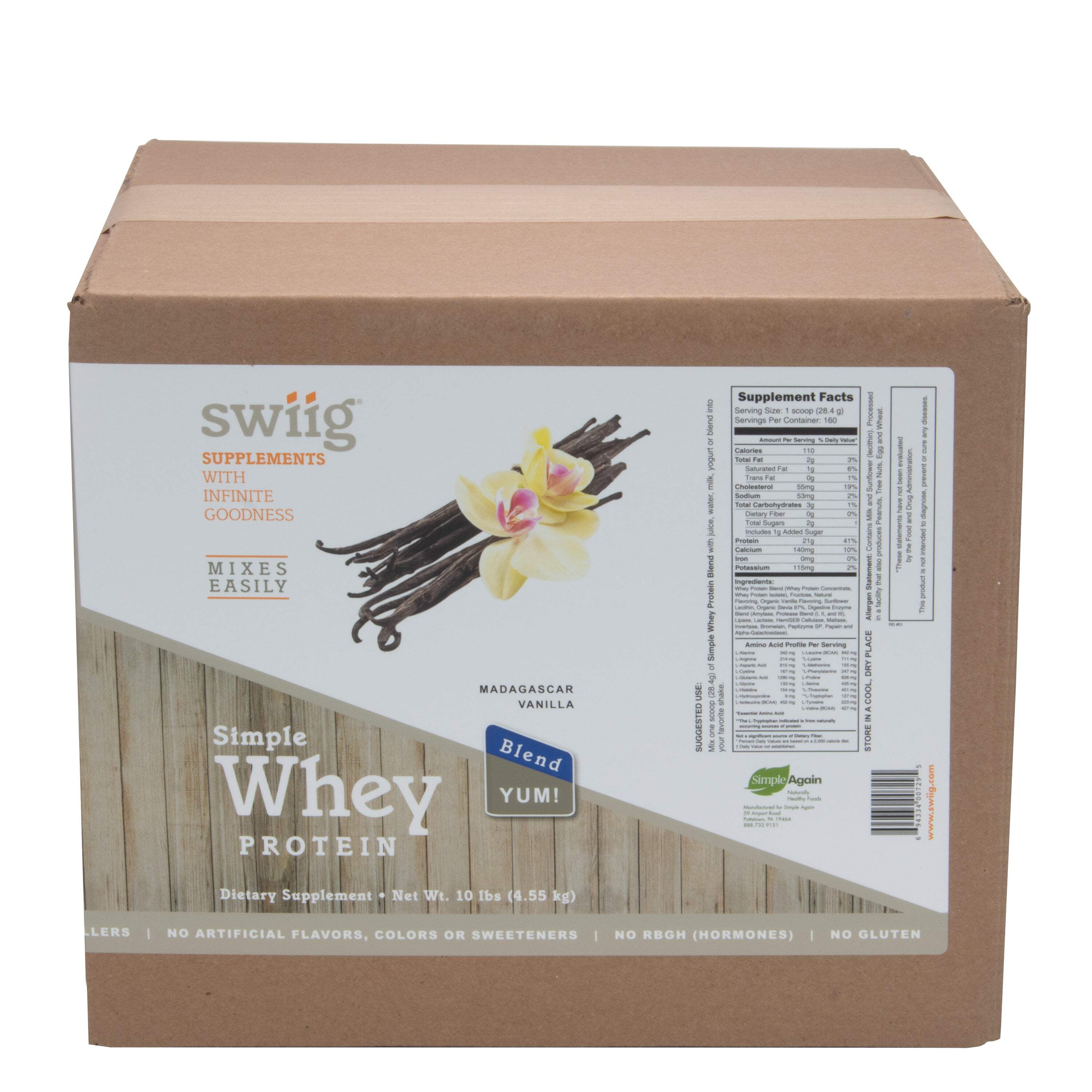 swiig Simple Whey Vanilla Blend, Gluten-Free, High Protein, 10 lbs ...
