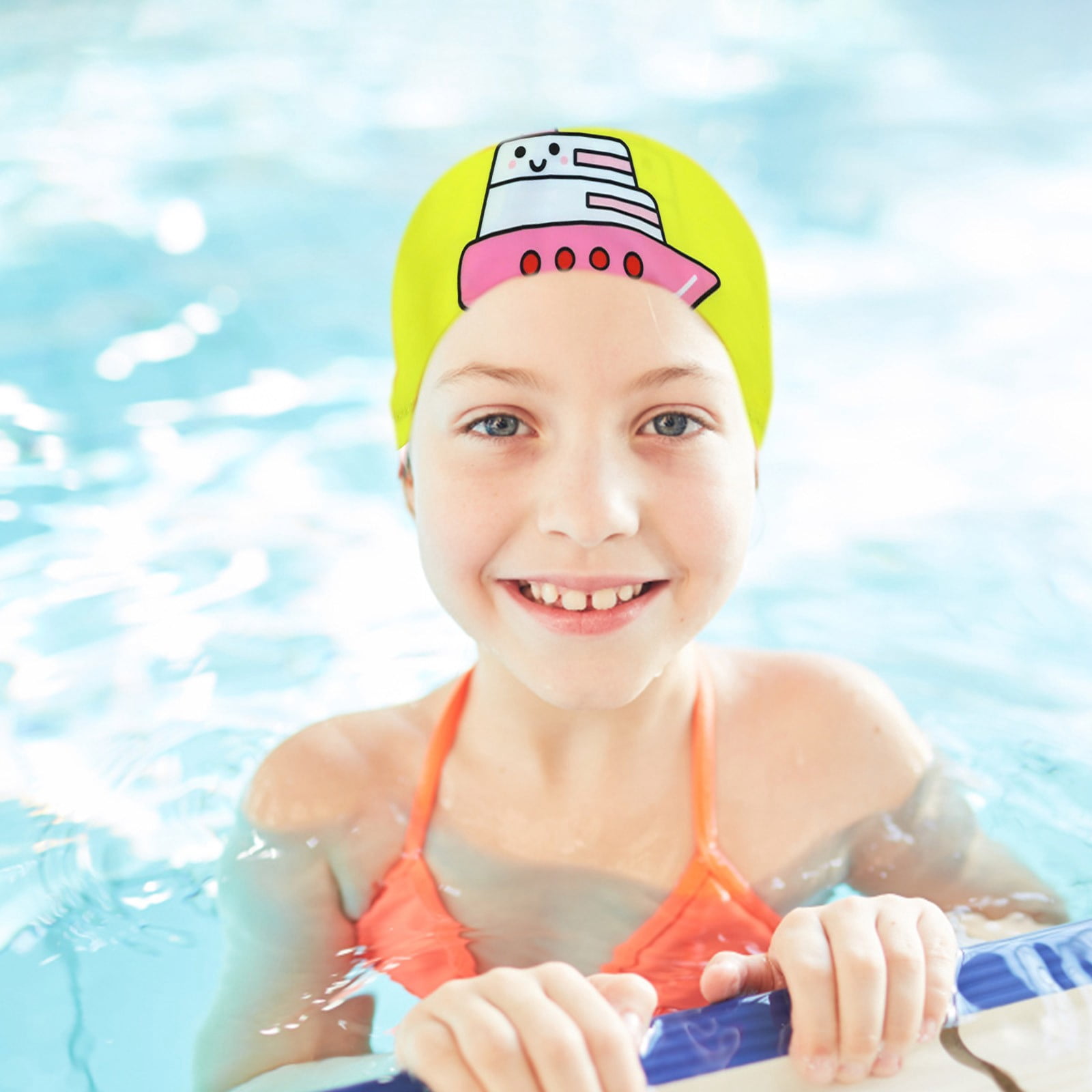 Cartoon Swim Caps Kids Swimming Caps 2-Pack - Silicone Waterproof ...