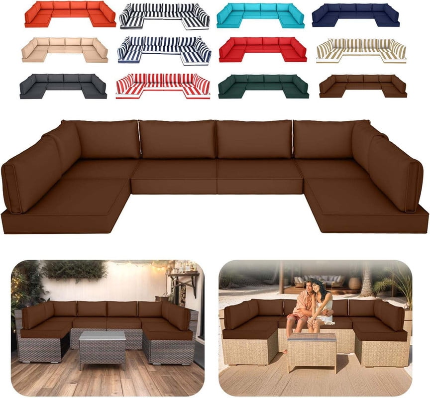 swing 14 Piece Outdoor Sectional Cushions, Water-Resistant Outdoor Sofa ...