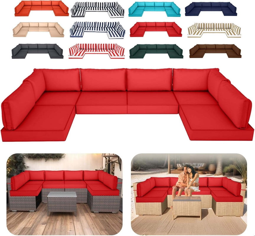 swing 14 Piece Outdoor Sectional Cushions, Water-Resistant Outdoor Sofa ...