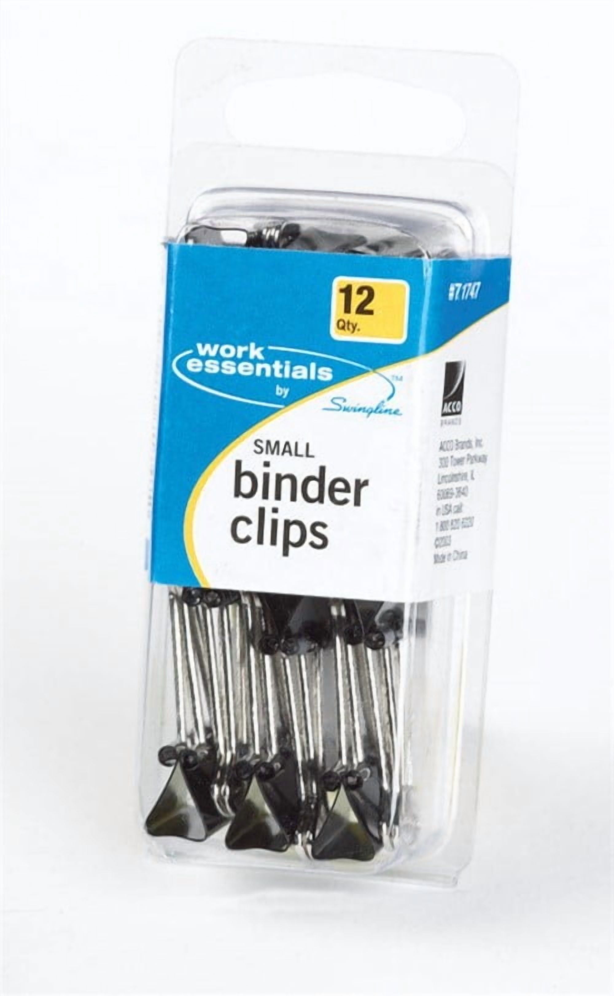 swingline work essentials small binder clips, black, 12 count (s7071747 ...
