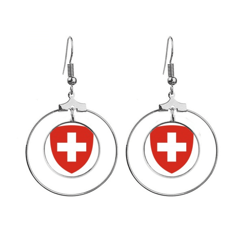 switzerland eu national emblem earrings dangle hoop jewelry drop circle ...