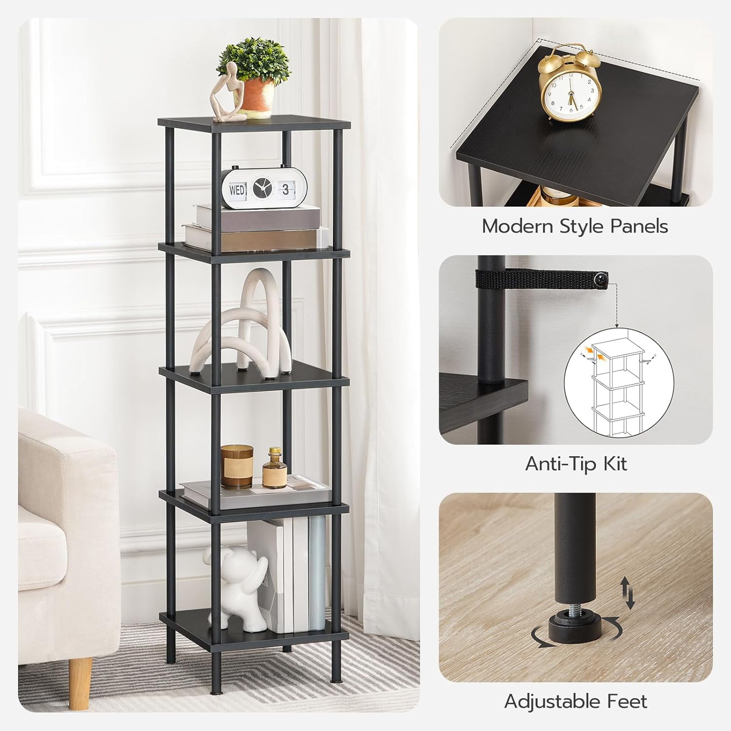 swqazcfr 6-Tier Corner Shelf Corner Rack Display Shelf Tall Storage ...