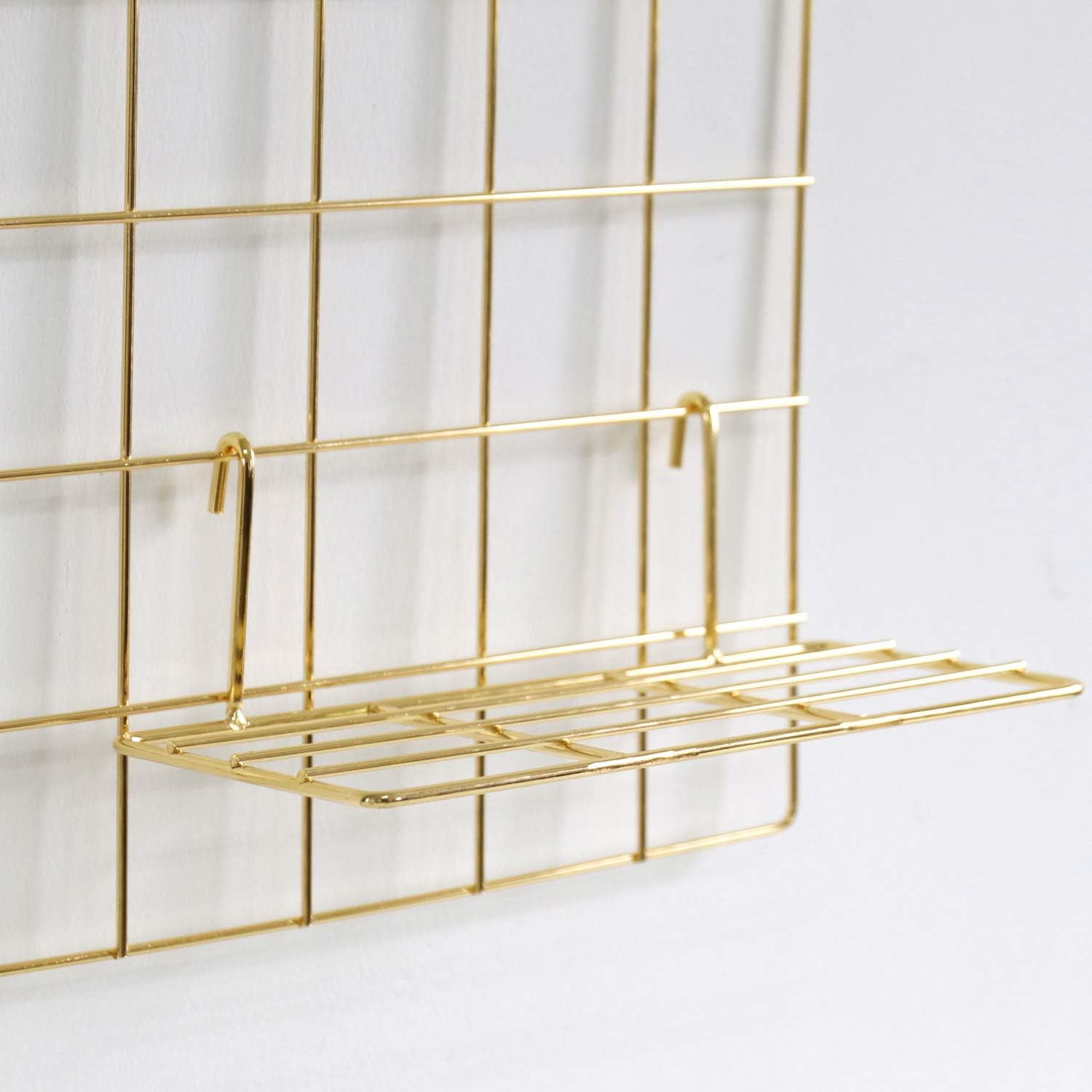 swqazcfr Gold Grid Basket with Hooks Bookshelf Display Shelf for Wall ...