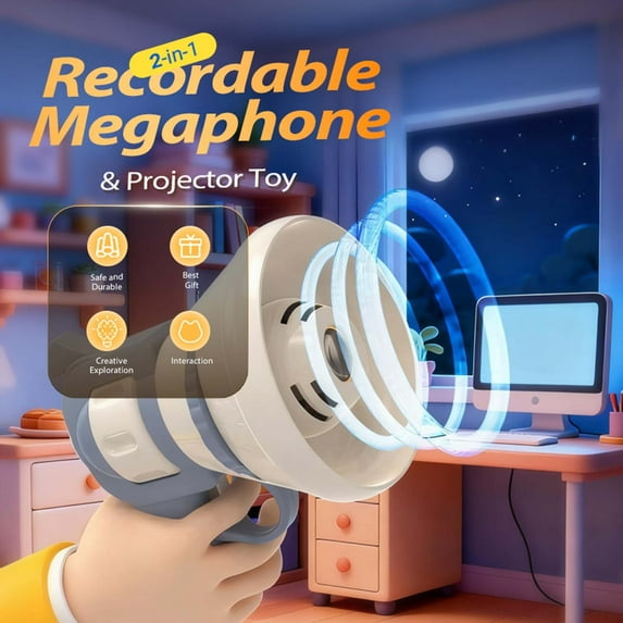 syligr 2-in-1 Recordable Megaphone and Projector Toy with Voice ...