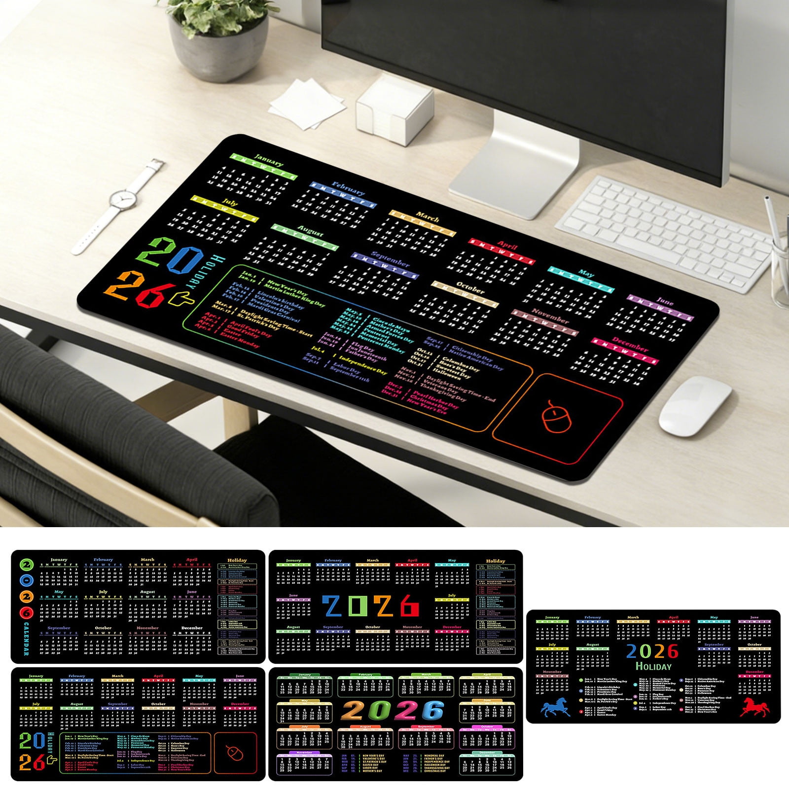 syligr 2026 Calendar Mouse Pad Desk Mat Large Gaming Office Computer ...
