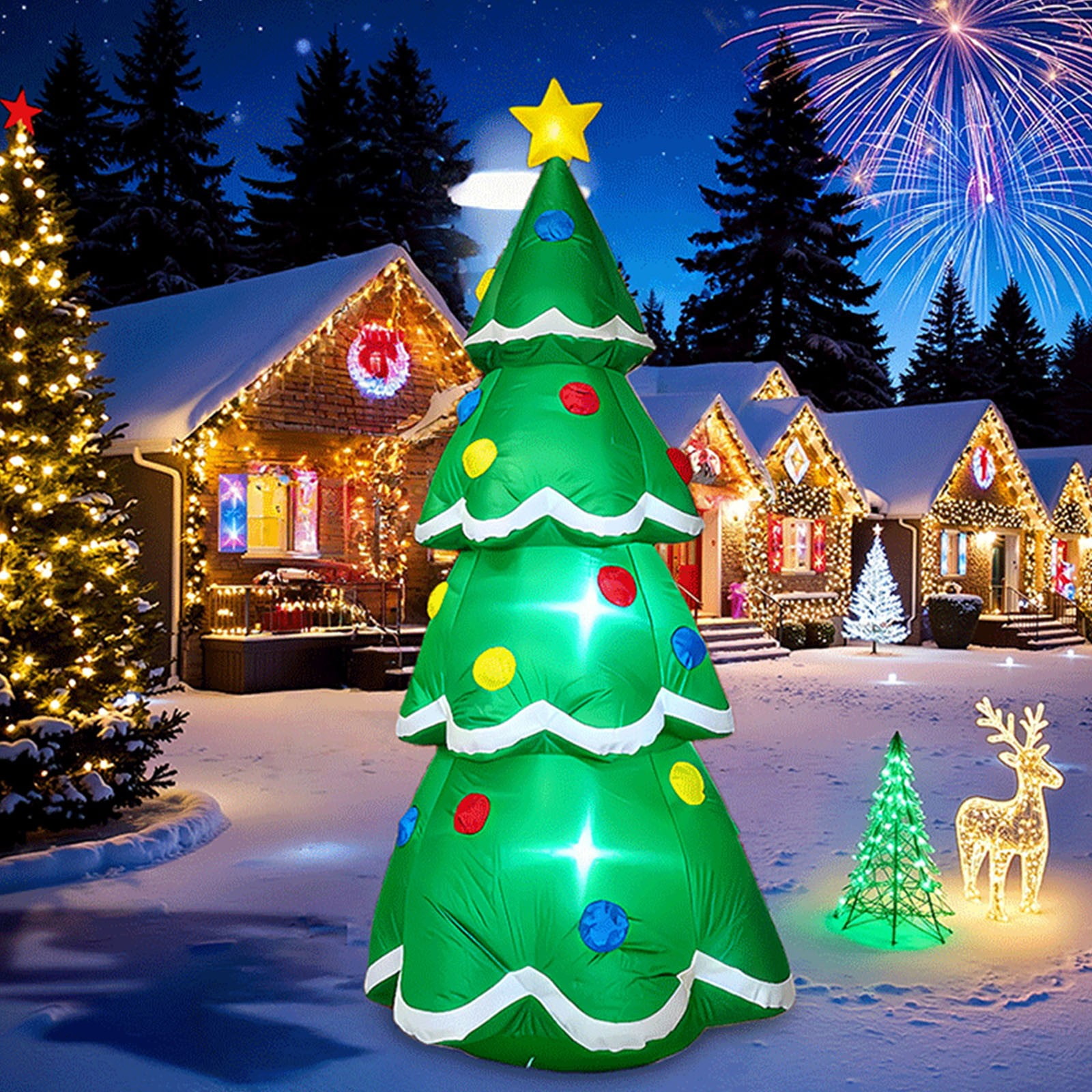 syligr 6.9FT Inflatable Christmas Tree with Santa Figure, Outdoor ...