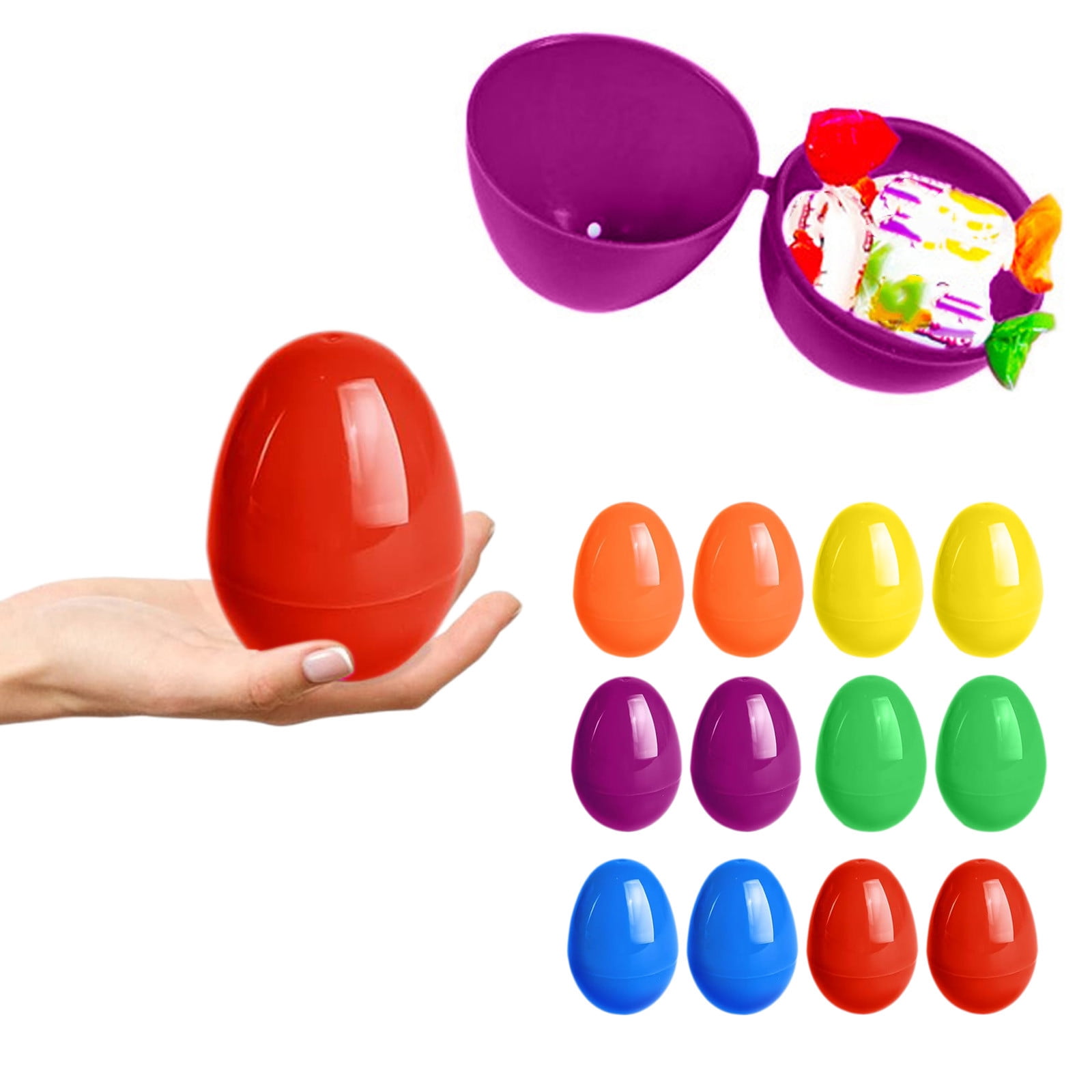 syligr Easter Plastic Eggs 12PCS Openable Solid Color For DIY Filling ...