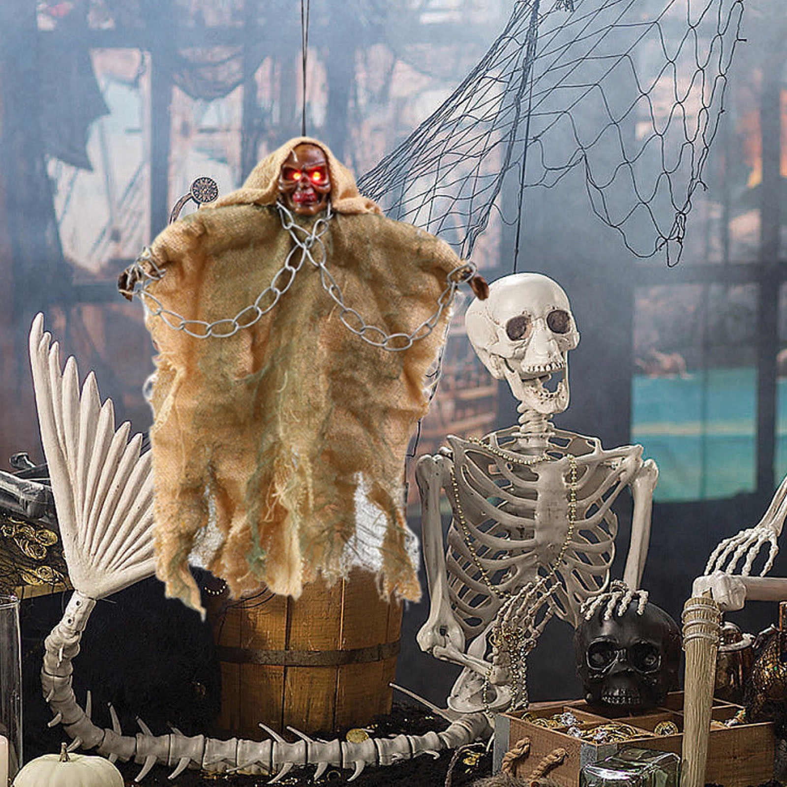 syligr Grim Reaper Hanging Decorations,Halloween Skeleton Props with ...