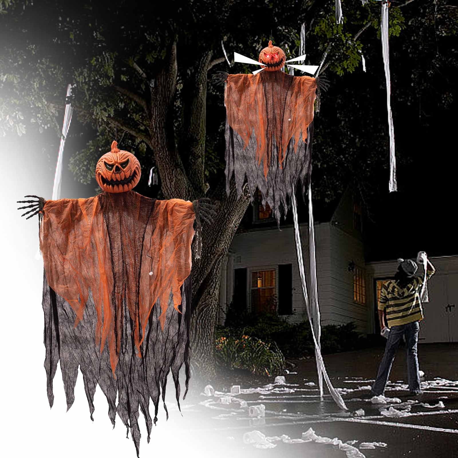 syligr Halloween Motion Activated Screaming Pumpkin Decor - Hanging ...