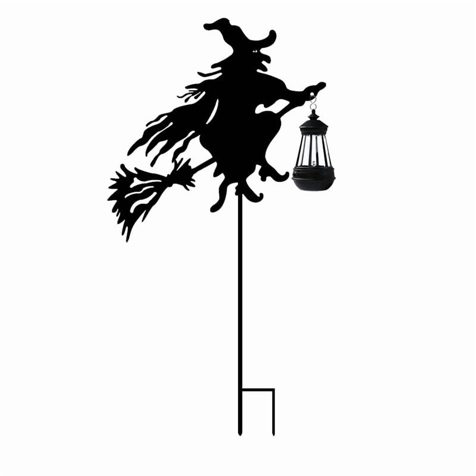 syligr Halloween Outdoor Decor - Solar-Powered Witch on Broomstick ...