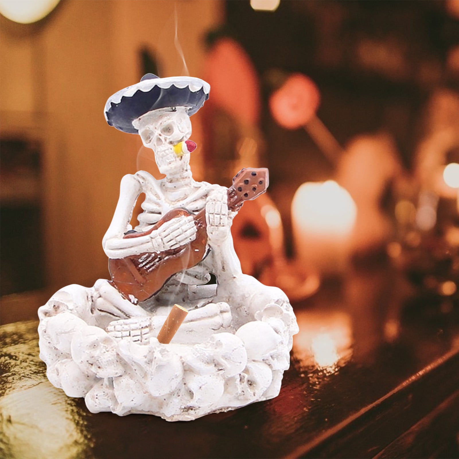 syligr Halloween Singing Skeleton Resin Ashtray for Table Decor ...