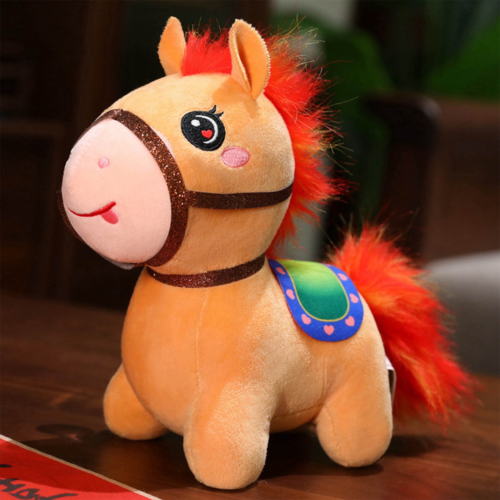 syligr Red Pony Plush Toy 8 Inch Stuffed Animal with Keychain, Soft ...