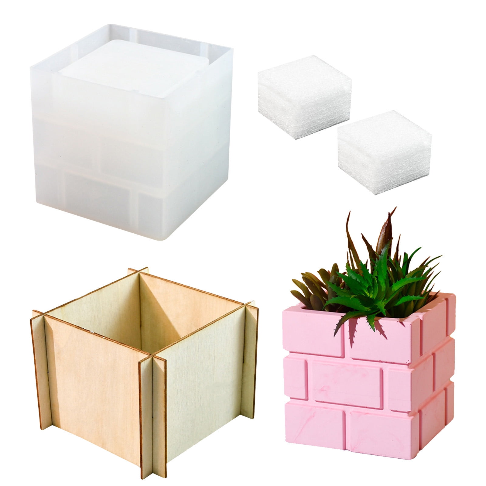 syligr Square Silicone Mold for Succulent Pot - Concrete Planter Candle Holder Making, DIY Craft ...