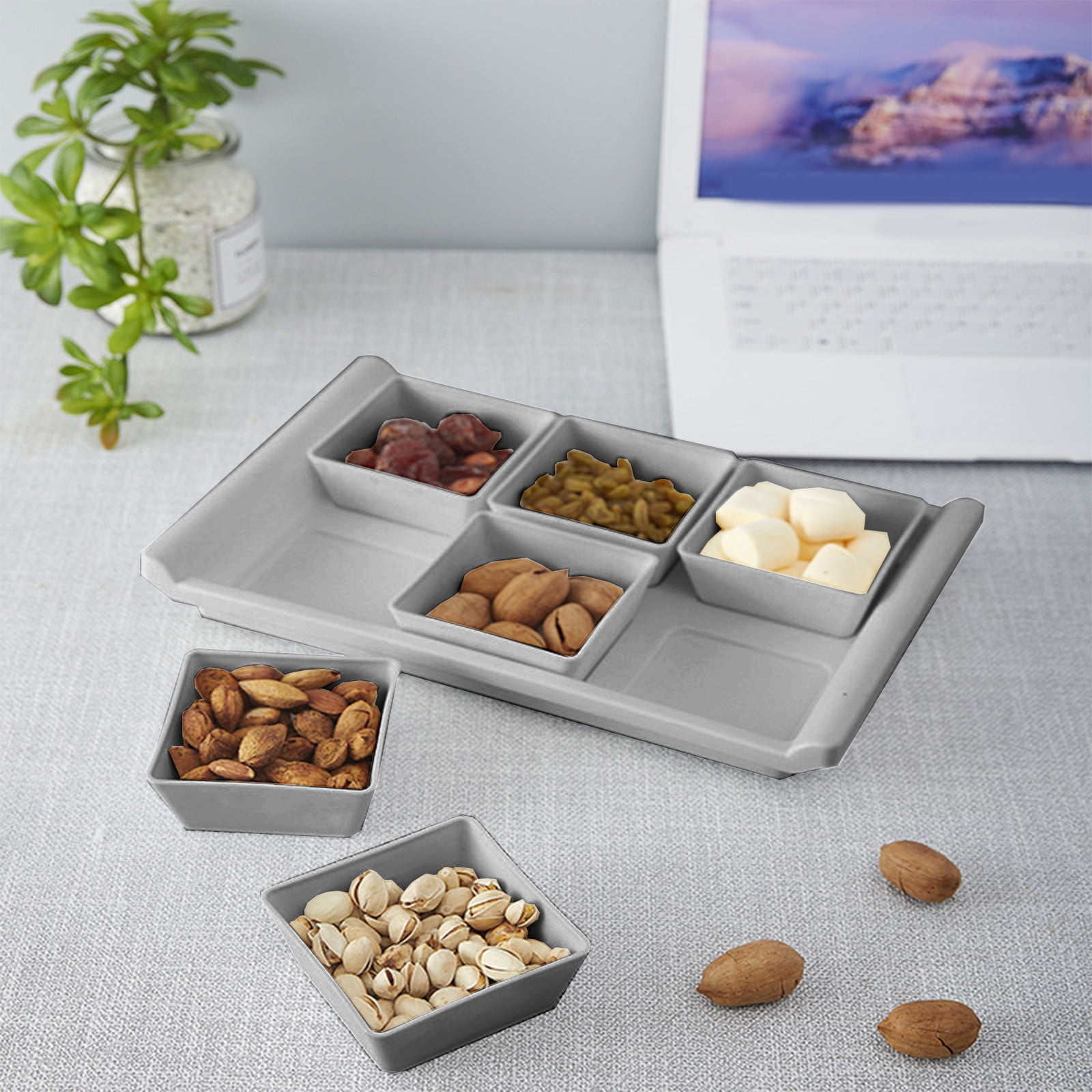syligr Versatile 6 Slot Snack And Fruit Serving Tray Practical Multi ...