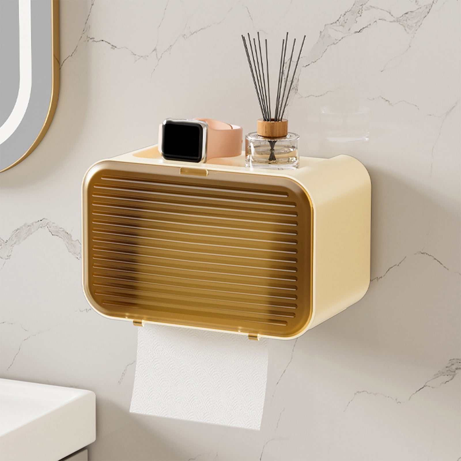 syligr Wall Mounted Tissue Box Transparent No Hole Tissue Box Kitchen ...