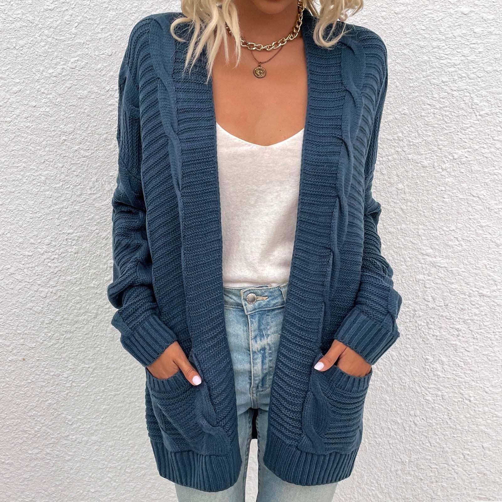 symoid Women's Cardigans- Solid Casual Cardigan Knit Long Sleeve Autumn ...