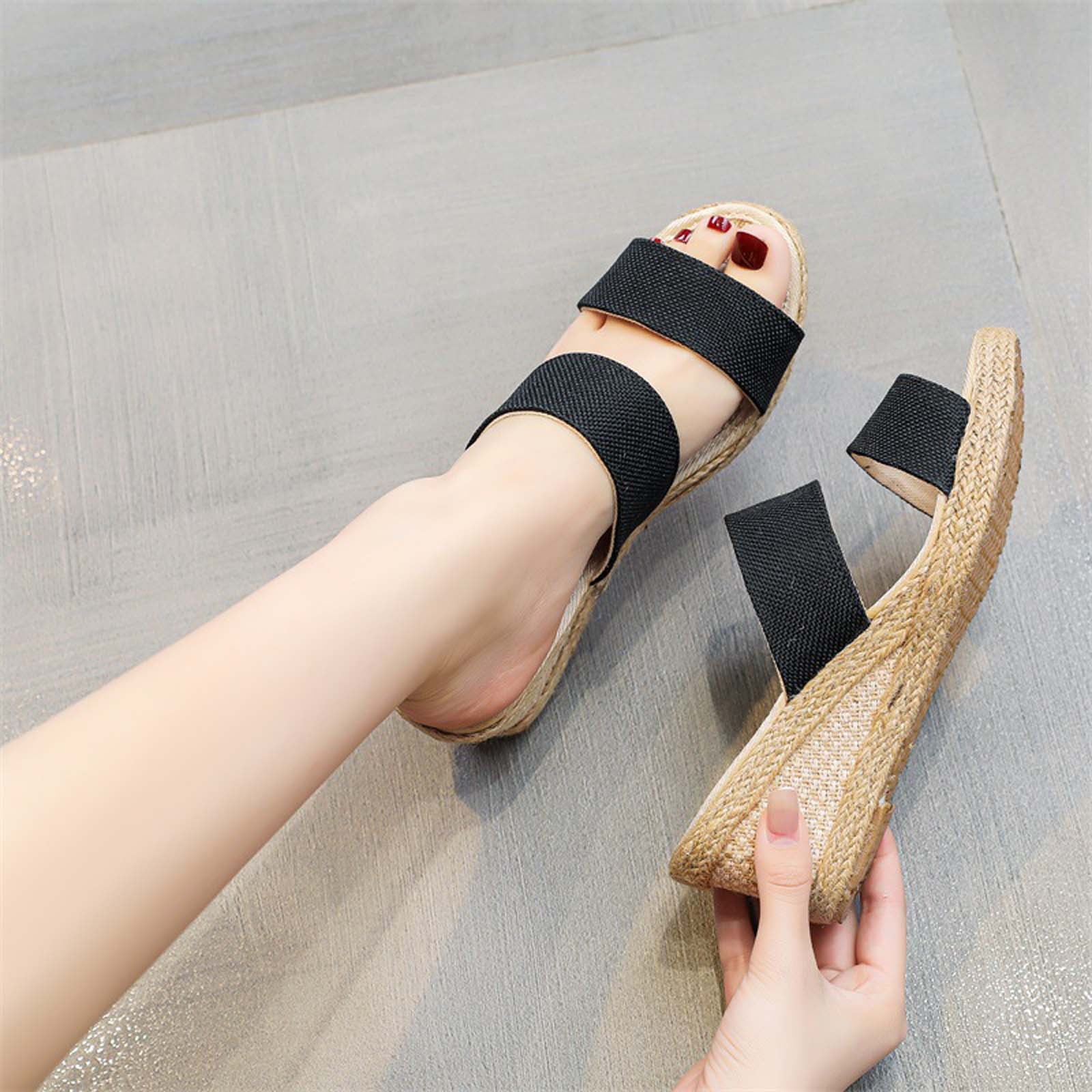 symoid Womens Comfortable Wedge Sandals- Wide Width Slides Sandal Heel ...