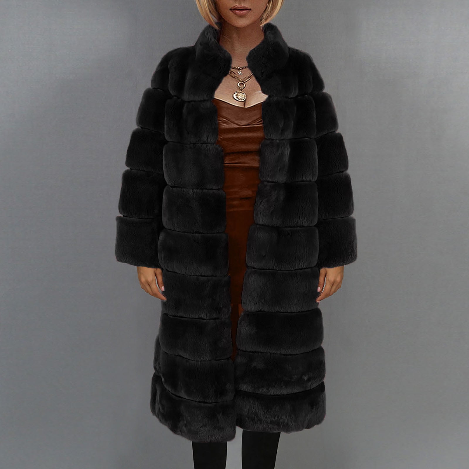 symoid Womens Faux Fur Coats & Jackets- Ladies Warm Faux Fur Coat ...