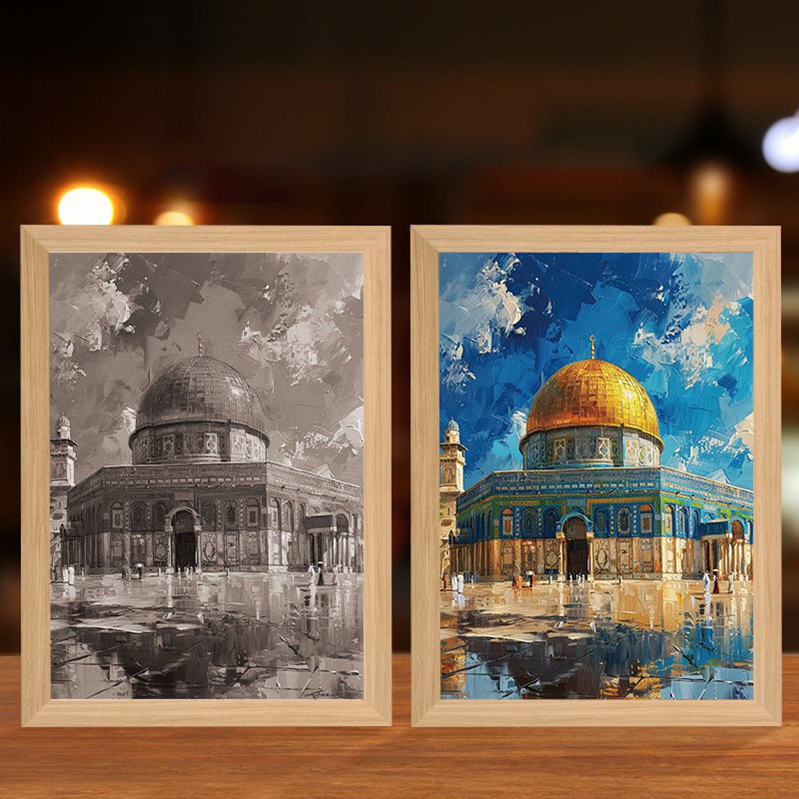 syytpdjjd Acrylic And Solid Wood Night Light For Desktop New Picture ...