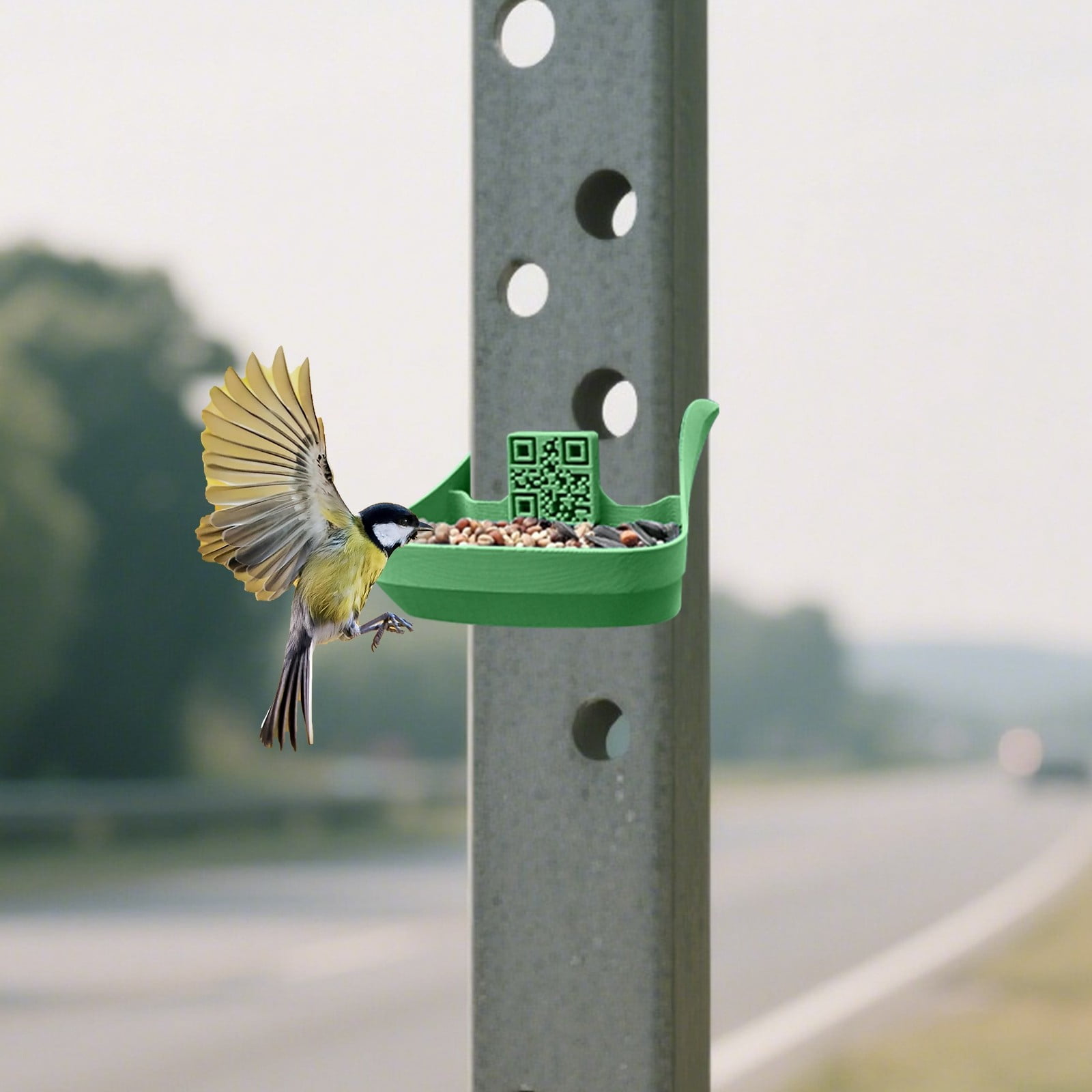 syytpdjjd QR Code Bird Feeder Street Sign And Stop Sign Post ...