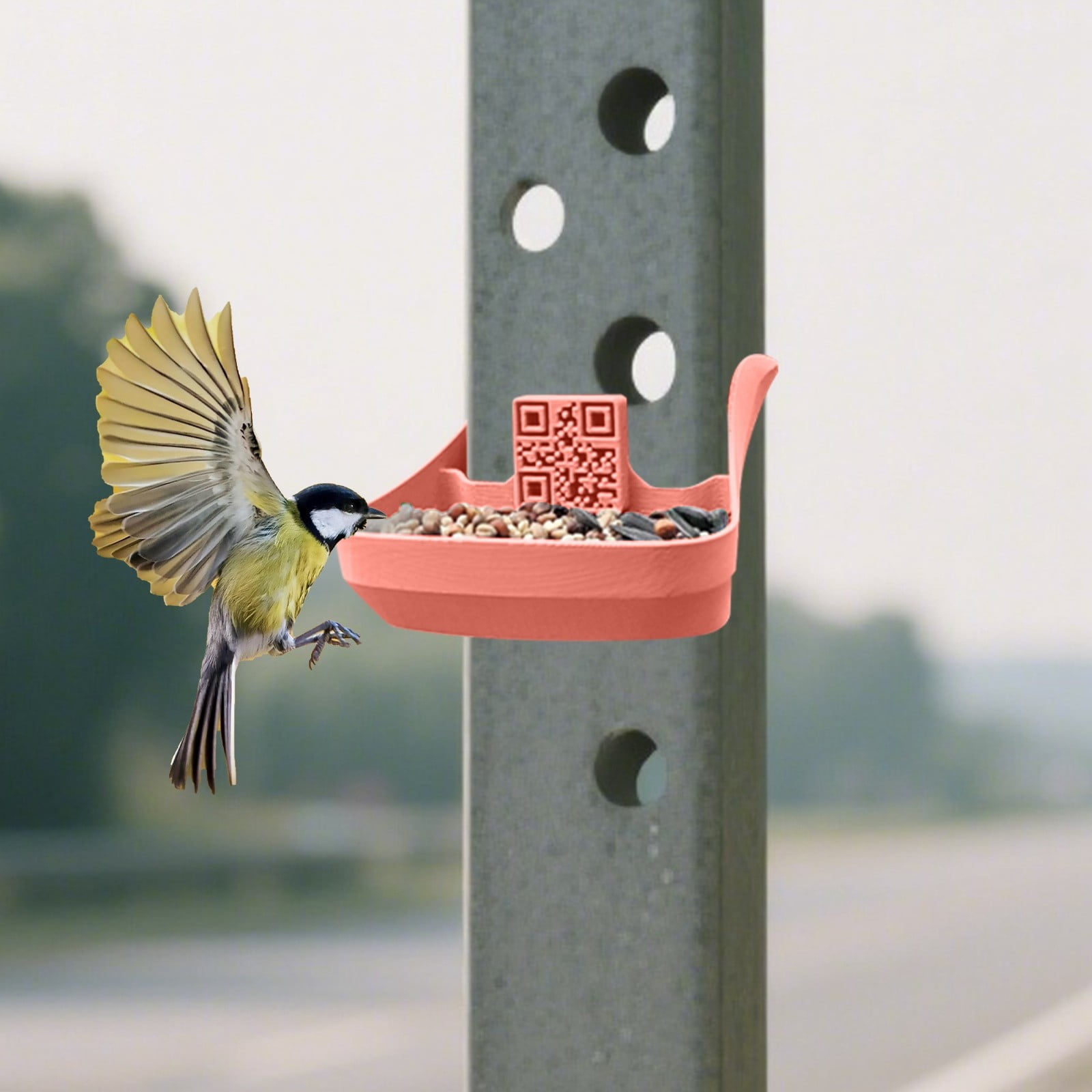 syytpdjjd QR Code Bird Feeder Street Sign And Stop Sign Post ...