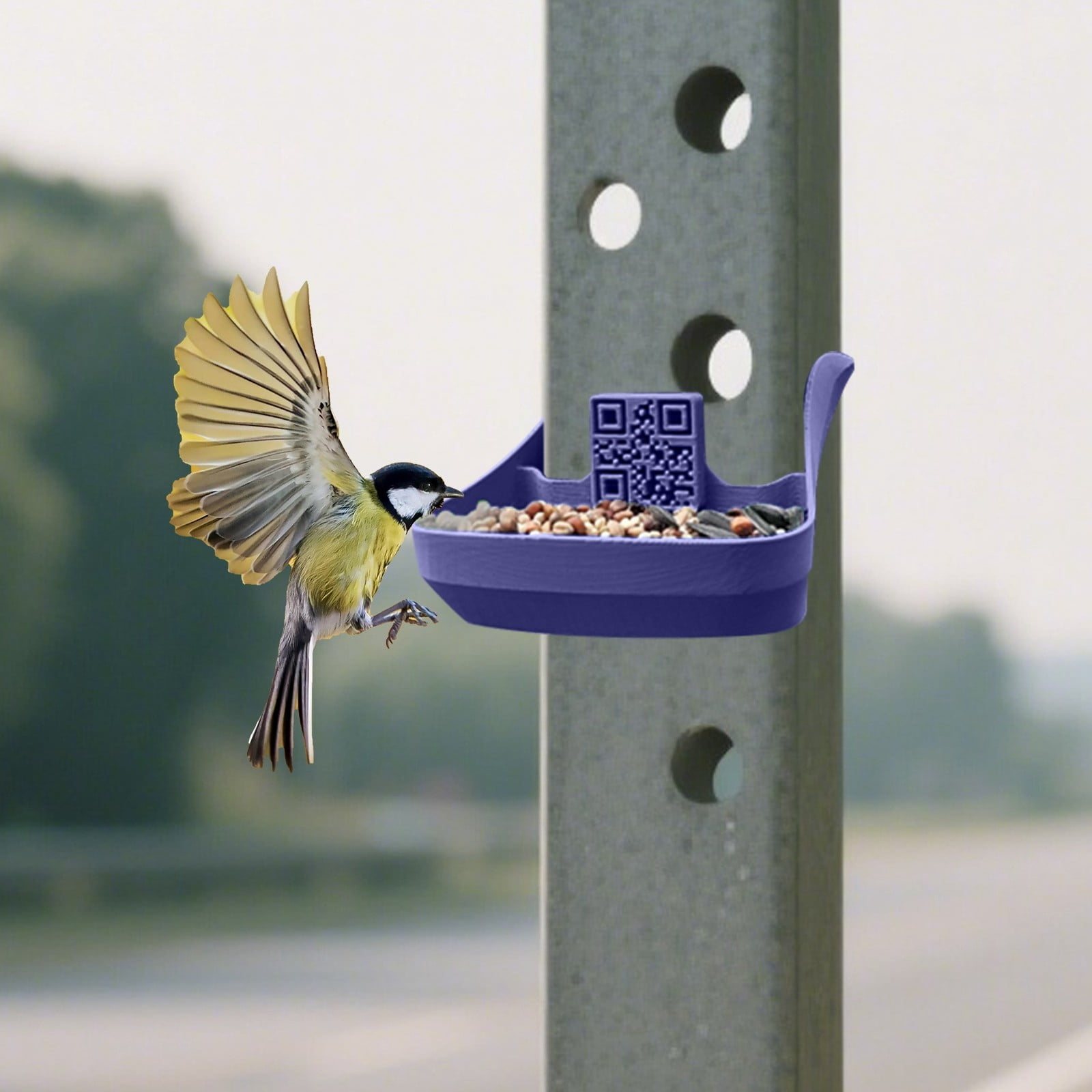 syytpdjjd QR Code Bird Feeder Street Sign And Stop Sign Post ...