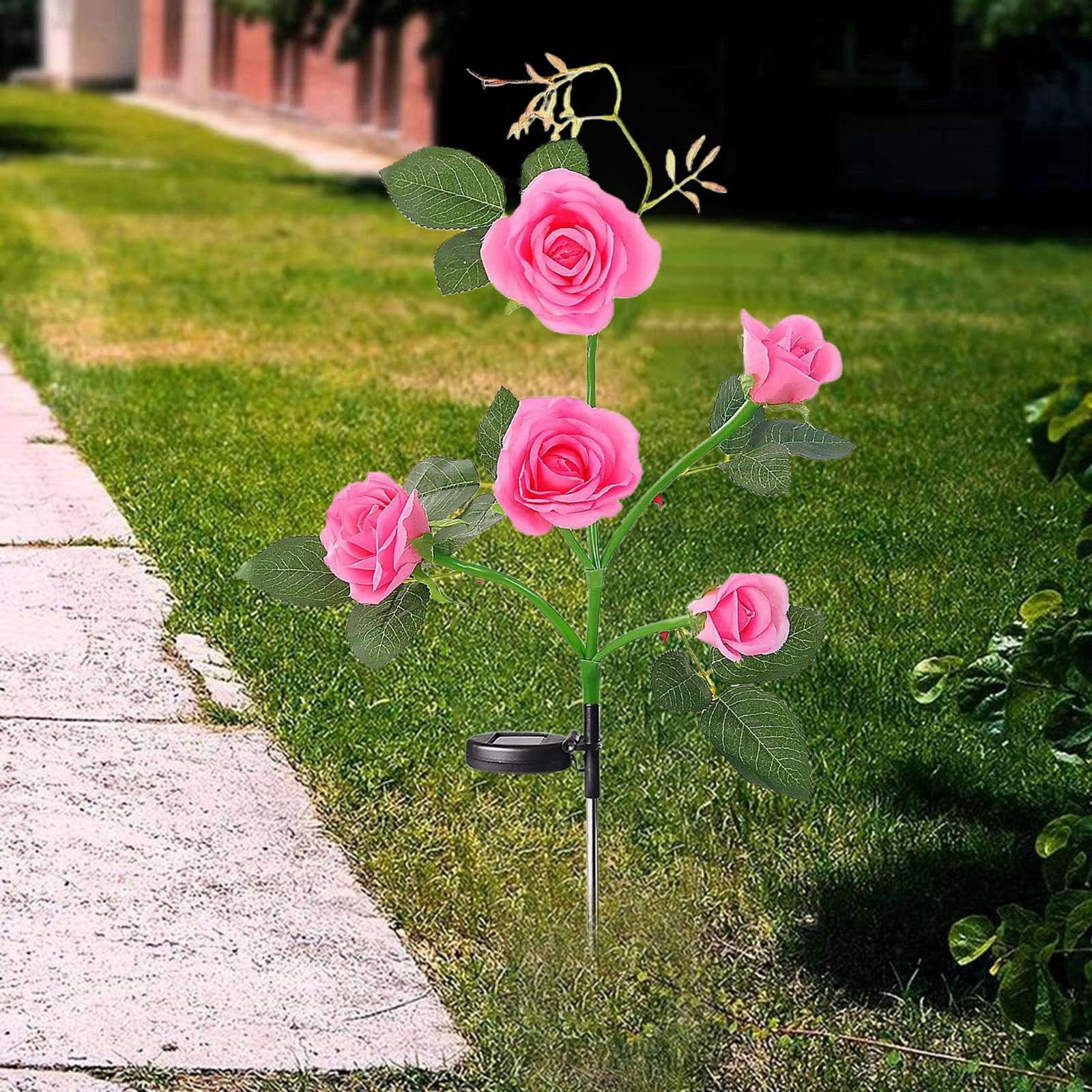 syytpdjjd Solar Imitation Rose Flower Lights Rose Flower Outdoor Yard ...