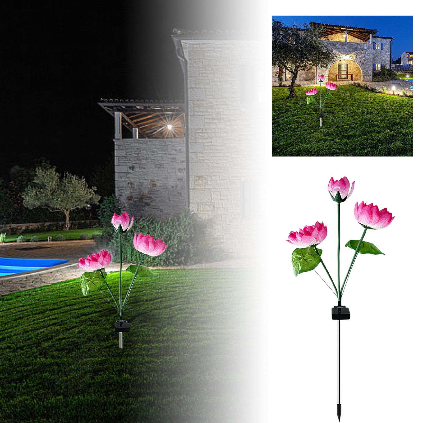 syytpdjjd Solar LED Flower Outdoor Garden Lights IP65 Decorations For ...
